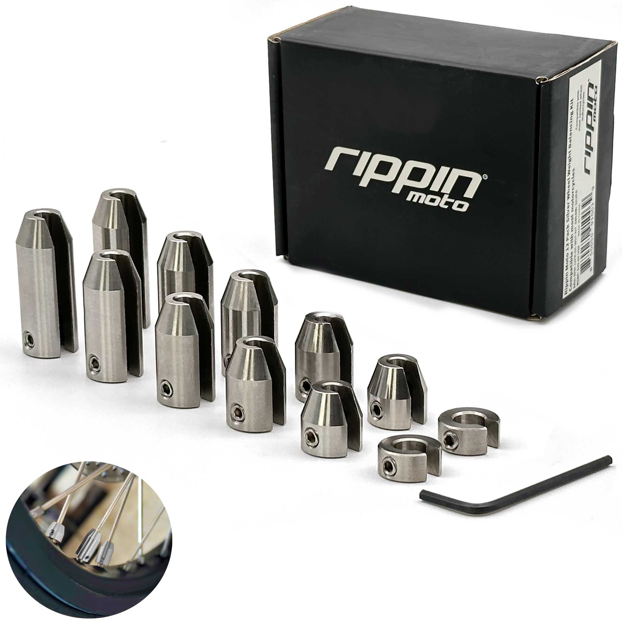 Rippin Moto 12 Pack Spoke Wheel Weight Kit (Nickle Finish) For Motorcycles